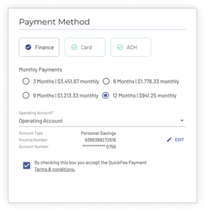 Flexible Payment Financing with QuickFee Pay Over Time